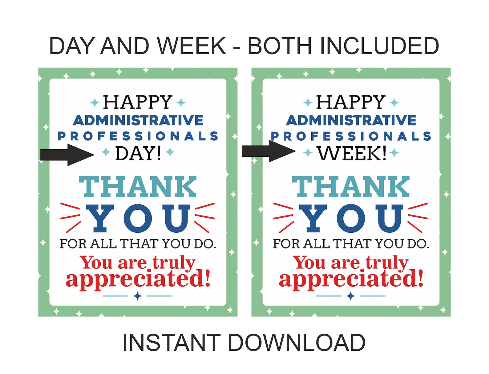 Administrative Professionals Day Signs Set of 9 Printable / Admins Day ...
