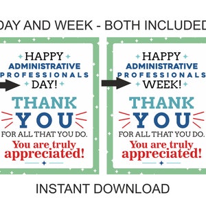 Administrative Professionals Day Signs Set of 9 Printable / Admins Day ...