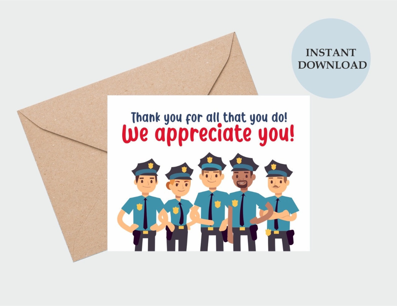 Policeman Card Printable / Thank You Card Police Officer / | Etsy