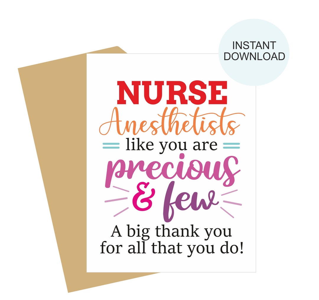Nurse Anesthetist Card Printable / Nurse Anesthetist Gifts / Nurse ...