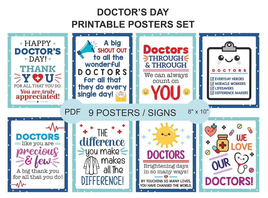 Doctor's Day Signs Printable / Doctors Day Posters Set of 9 / Doctors ...