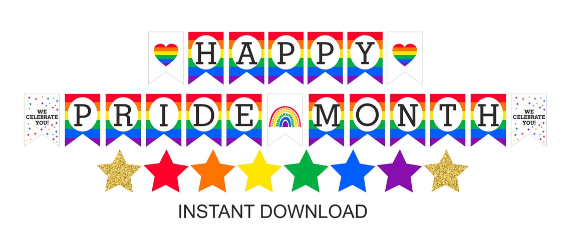 Happy Pride Month Banner Printable / LGBTQ Banner / LGBT - Etsy