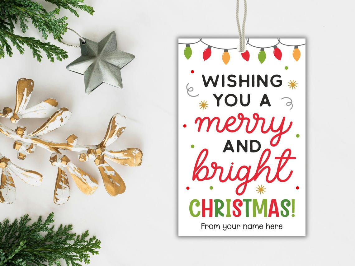 Wishing You a Merry and Bright Christmas Gift Tags Printable / Merry ...