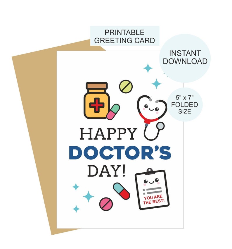 Cute Doctor's Day Card Printable / Doctors Day Card / Doctors Day Thank ...