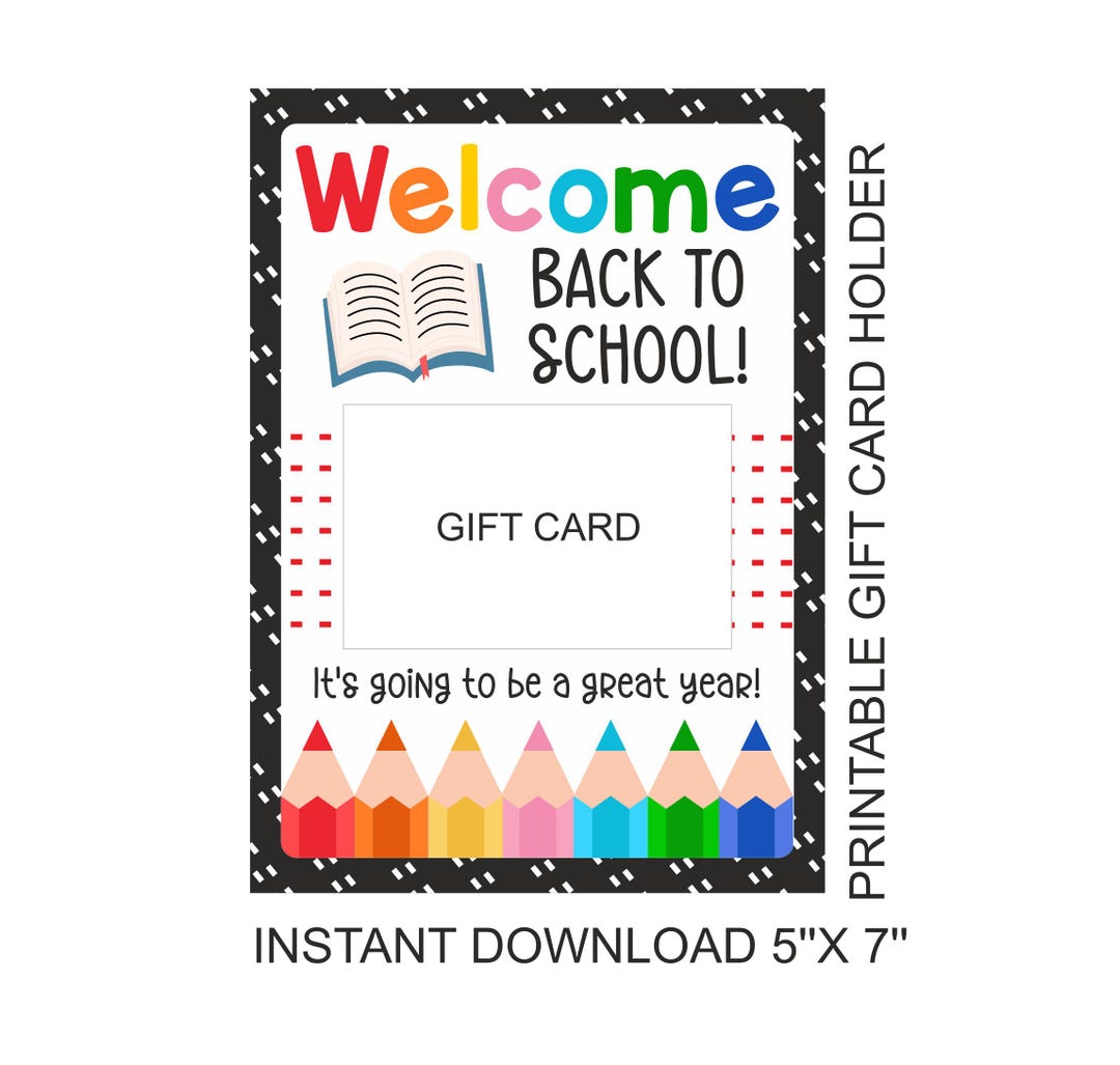 Welcome Back to School Gift Card Holder Printable / Back to School ...