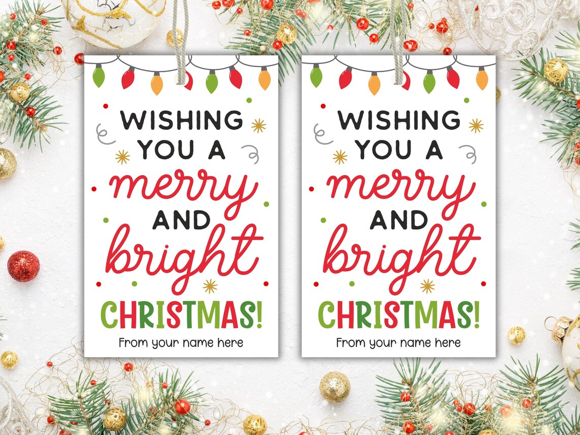 Wishing You a Merry and Bright Christmas Gift Tags Printable / Merry ...