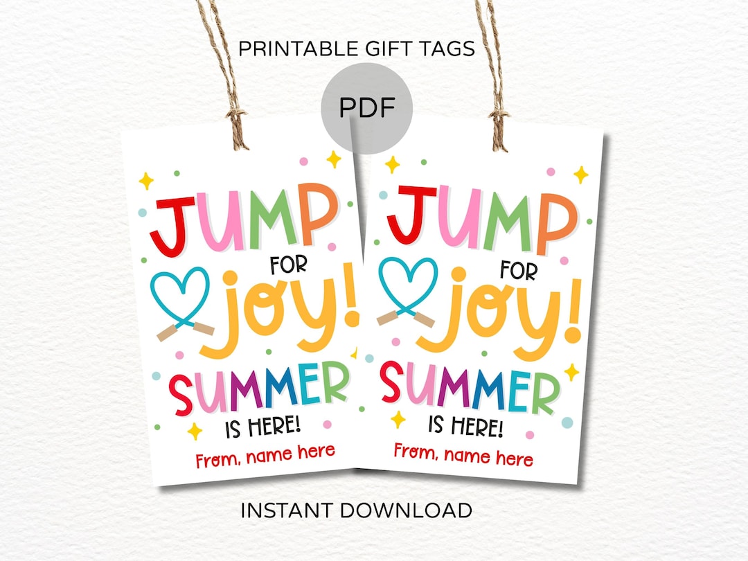 Summer Jump Rope Gift Tags Printable / End of School Year Skipping Rope ...