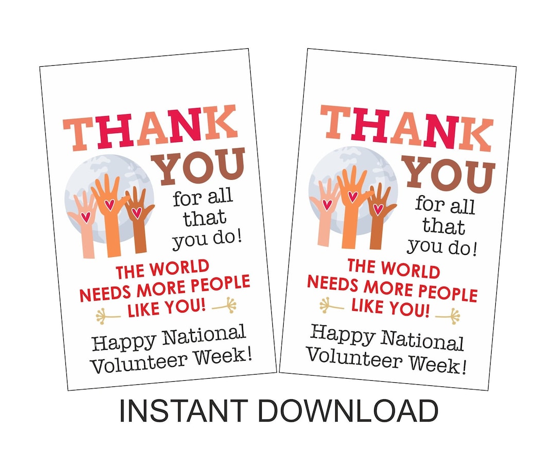 Volunteer Week Tag Printable / Volunteer Thank You Tag / Volunteer Week ...