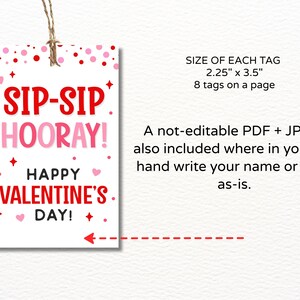 Valentine's Day Sip Sip Hooray Tags Printable / Valentine Sip Sip ...