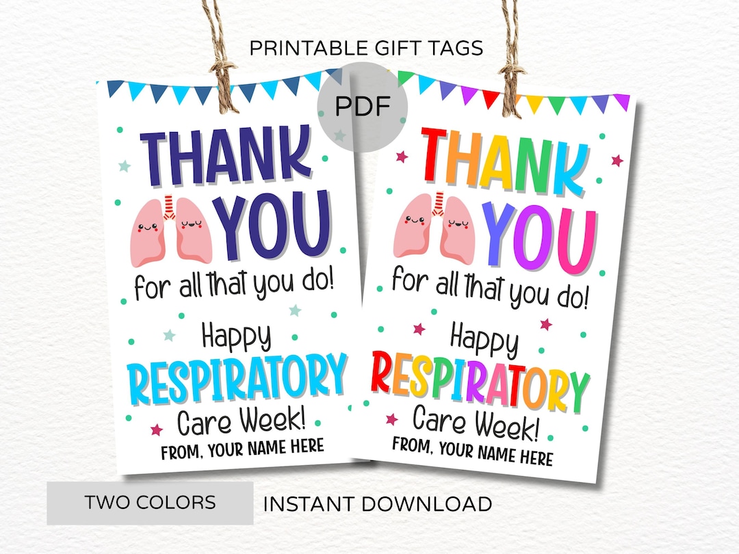 Respiratory Care Week Thank You Tag Printable / Respiratory Care Week ...