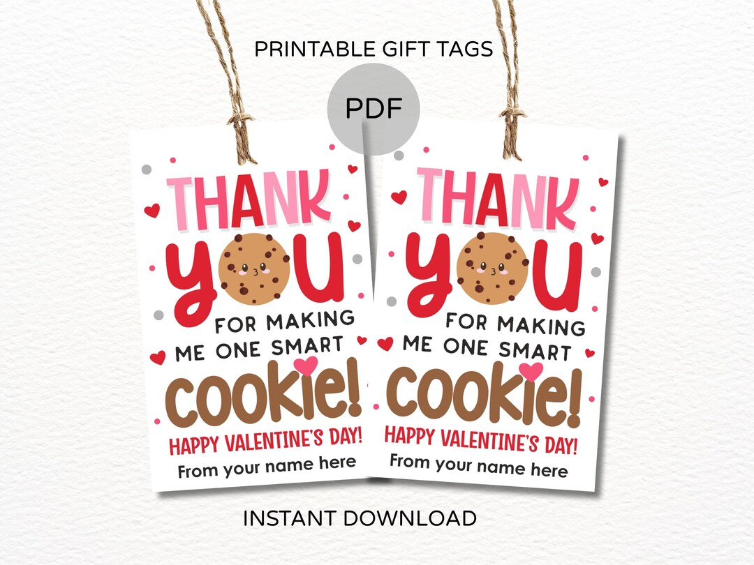 Valentine Smart Cookie Tags / Valentine's Day Cookie Teacher Tag ...