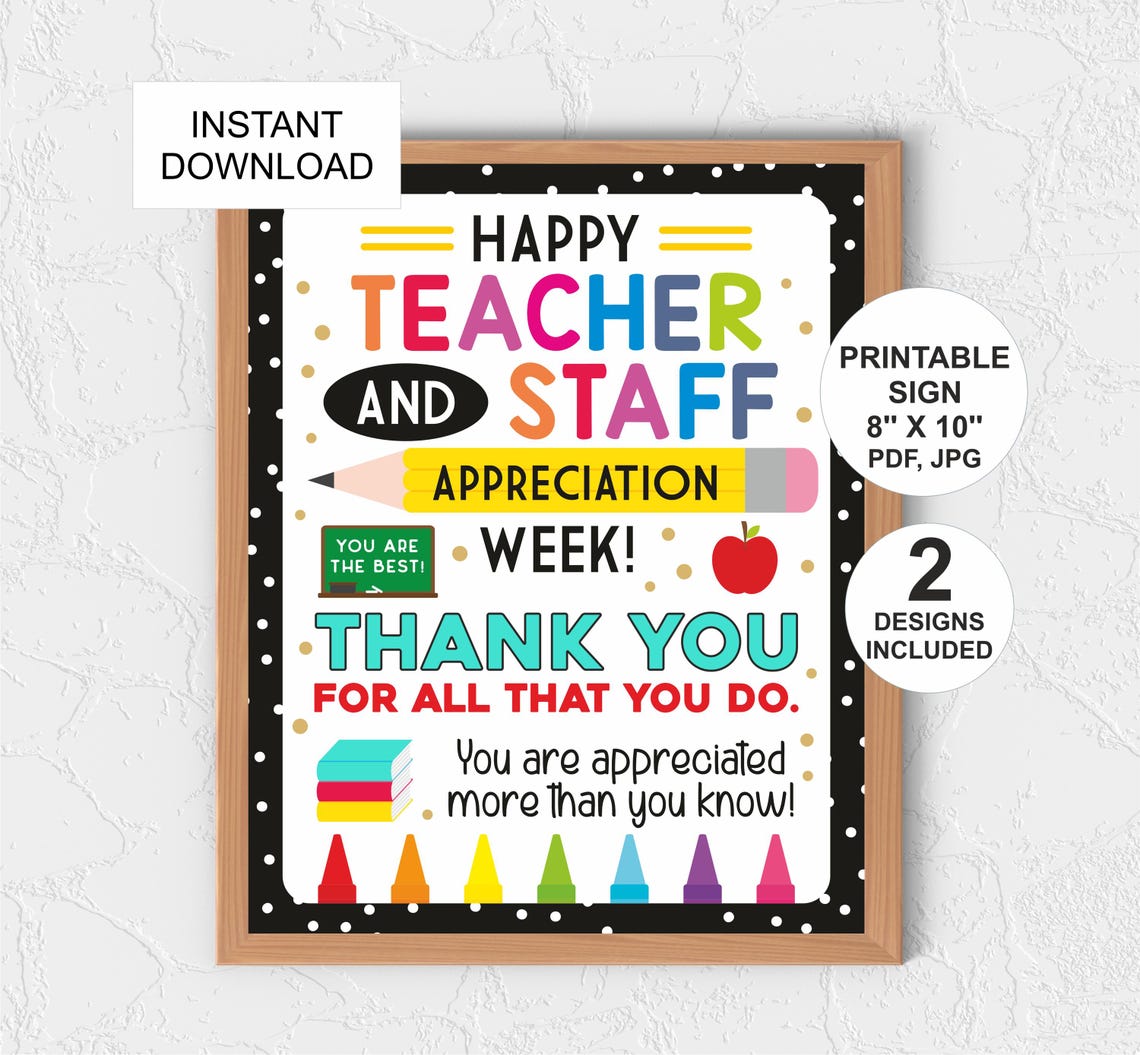 Teacher and Staff Appreciation Week Poster Printable / Teacher ...