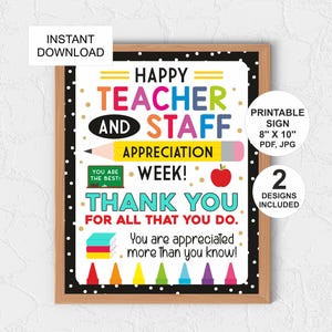 Teacher and Staff Appreciation Week Poster Printable / Teacher ...