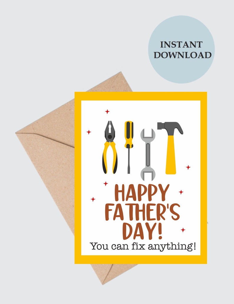 Father's Day Tools Card Printable / Dad Can Fix Anything - Etsy