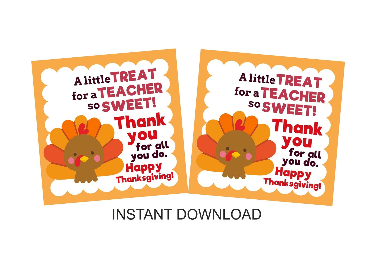Happy Thanksgiving Gift Tags Teacher Printable / Printable - Etsy