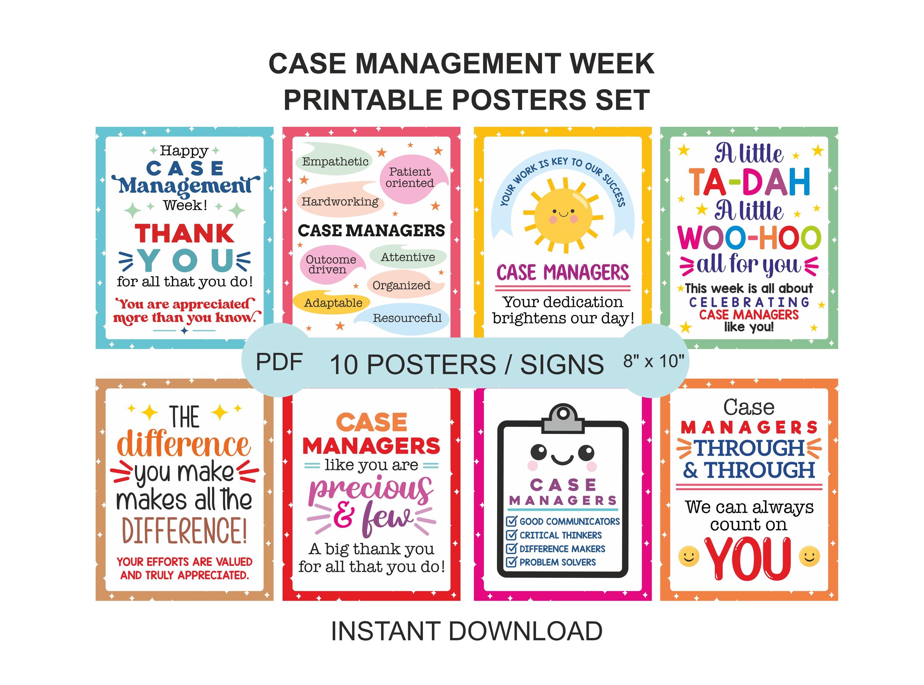 Case Management Week Signs Set Printable / Case Management Week Posters ...