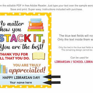 Editable Librarian Day Sign Printable / School Librarian Day Sign ...