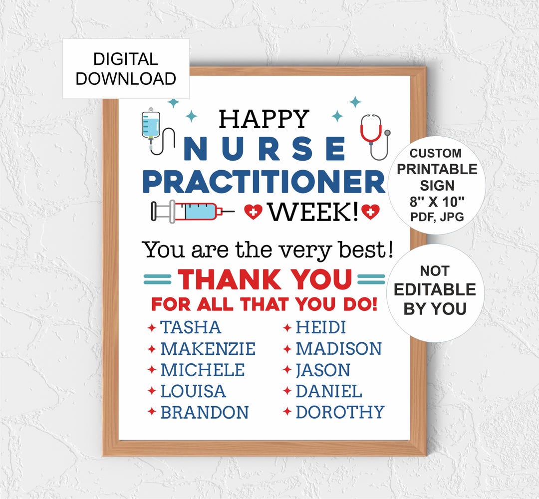 Personalised NP Week Appreciation Sign Printable / Nurse Practitioner ...