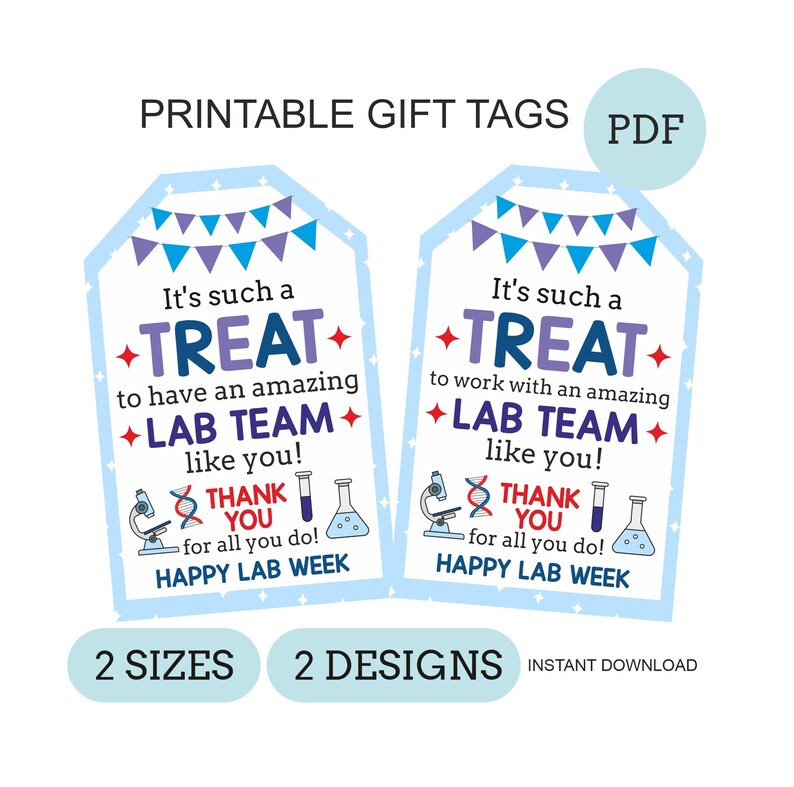 Lab Week Tags Printable / Lab Week Treat Tags / Lab Week Gift Tags ...