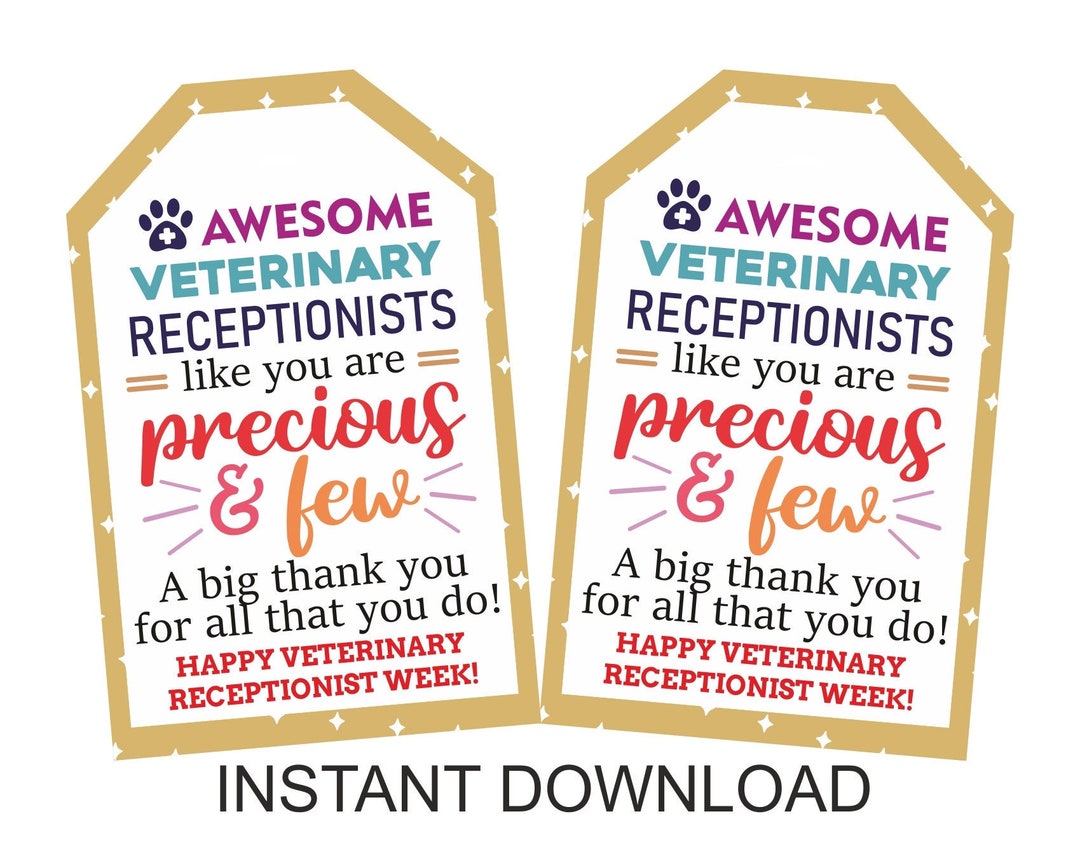 Veterinary Receptionist Week Gift Tag Printable / Vet Receptionist Week ...