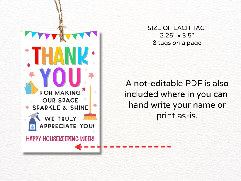 Housekeeping Week Tag Printable / Housekeeping Appreciation Week Tags ...