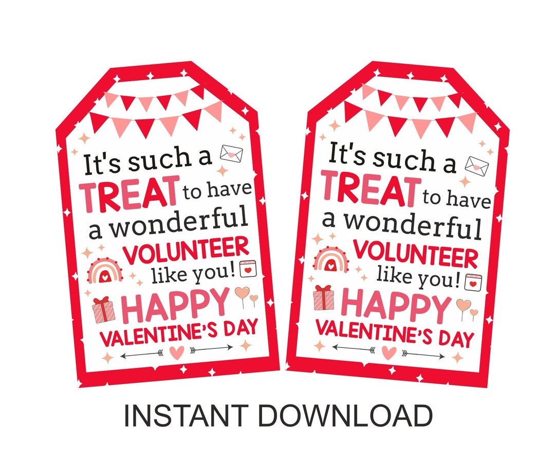 Valentine Volunteer Appreciation Tag Printable / Valentine Volunteer ...