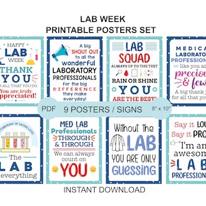 Lab Week Signs Set of 9 Printable / Medical Laboratory Professionals ...