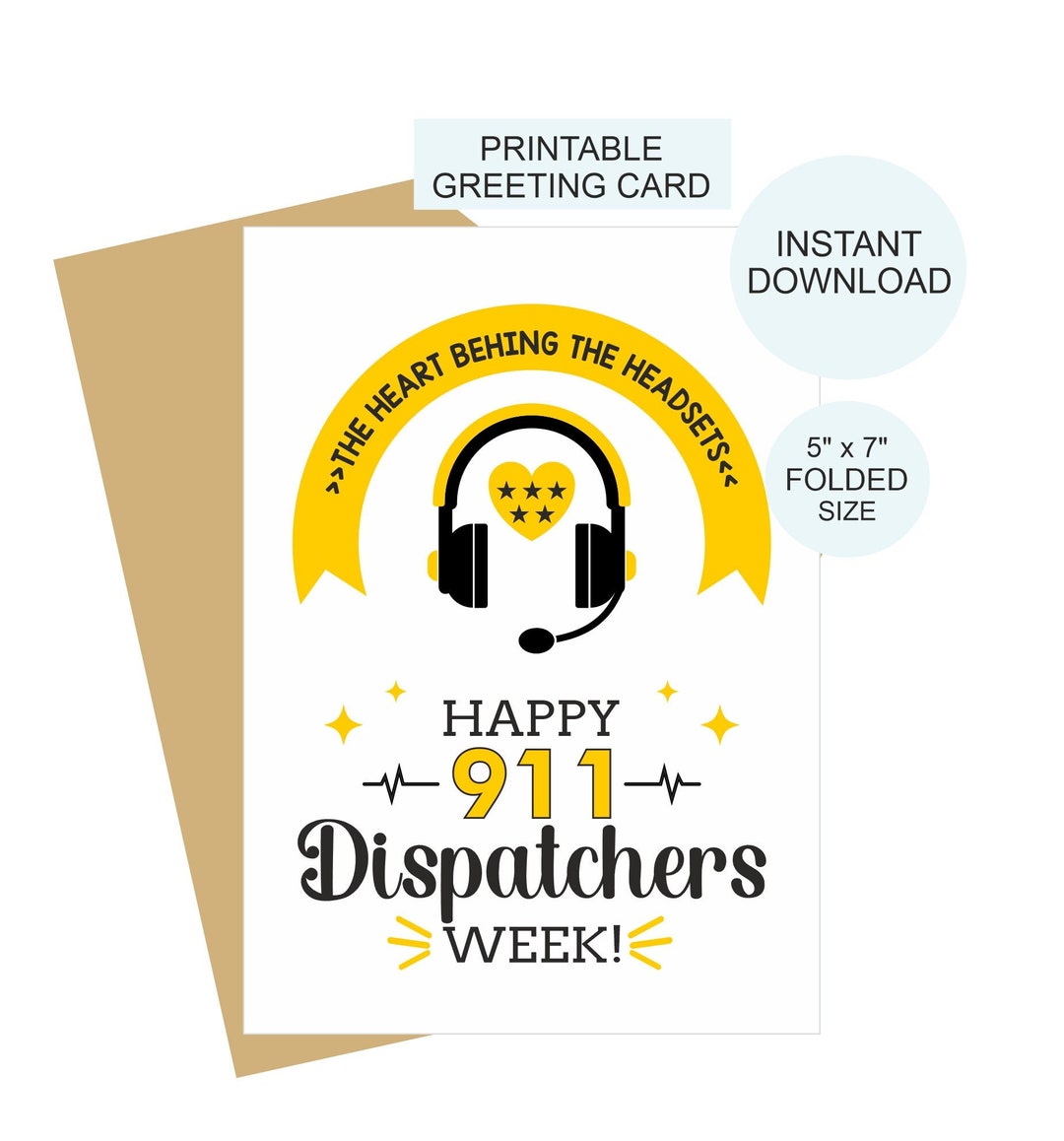 911 Dispatchers Week Card Printable / 911 Dispatcher Week Greeting Card ...