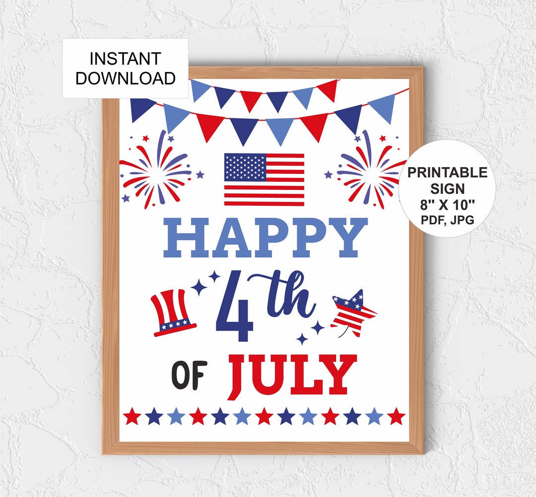 Happy 4th of July Sign Printable / 4th of July Poster Printable / 4th ...