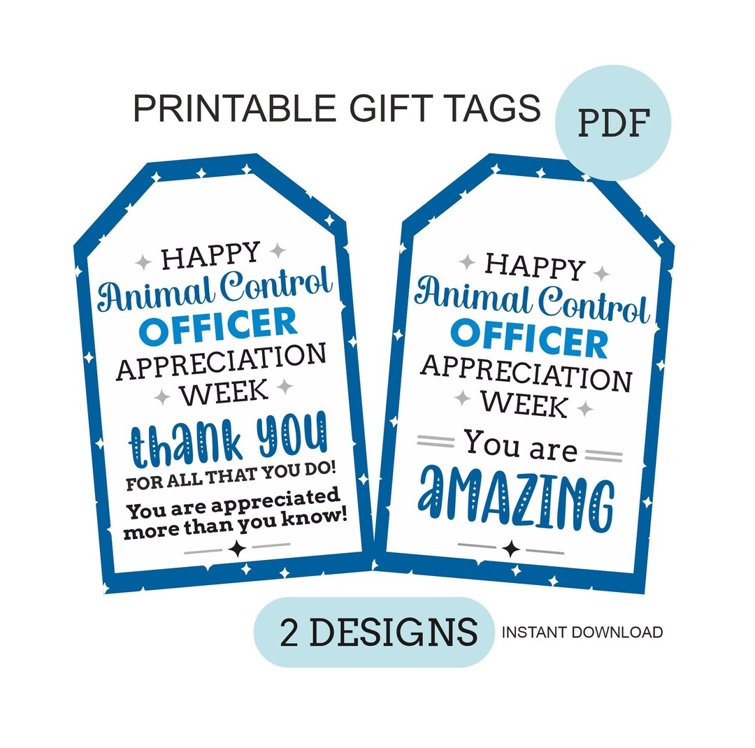 Animal Control Officer Week Gifts Tag Printable / Animal Control ...