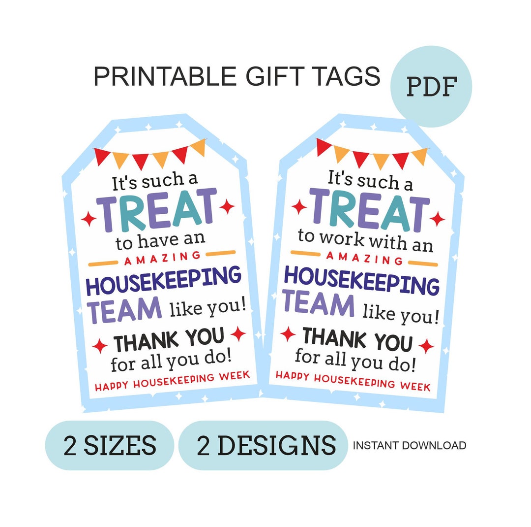 Housekeeping Week Treat Tags Printable / Housekeeping Appreciation Tags ...