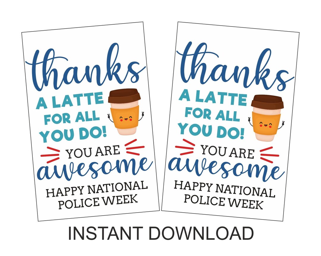 Police Week Coffee Tags Printable / Police Week Gift Tags / Police Week ...
