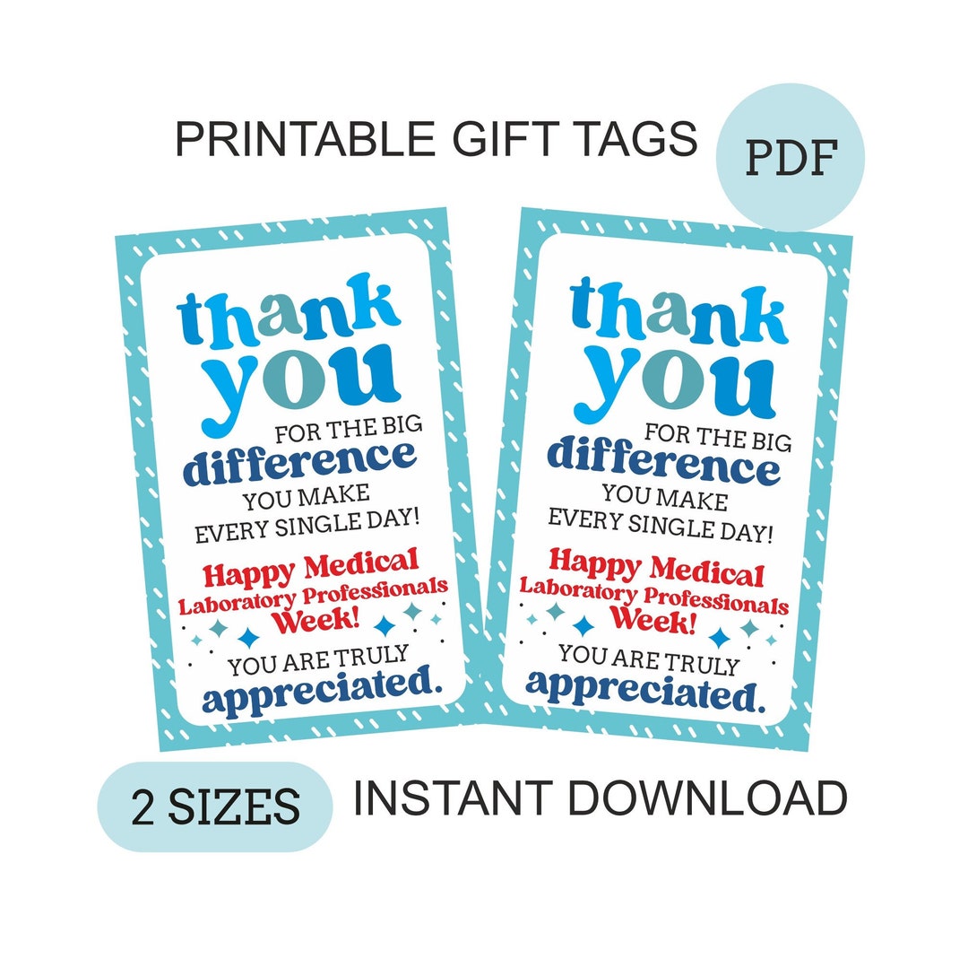 Lab Week Appreciation Tags Printable / Lab Week Thank You Tags ...