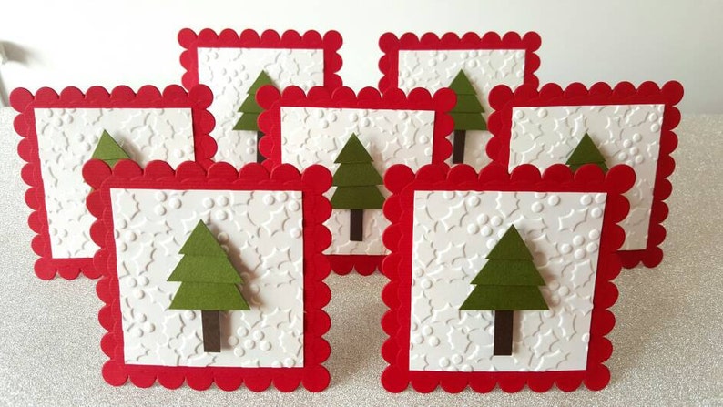 Mini Christmas Embossed Cards / Mini christmas Cards Set of 10 | Etsy
