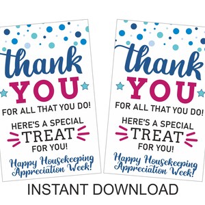 Housekeeping Appreciation Week Tag Printable / Housekeeping Week Gifts ...