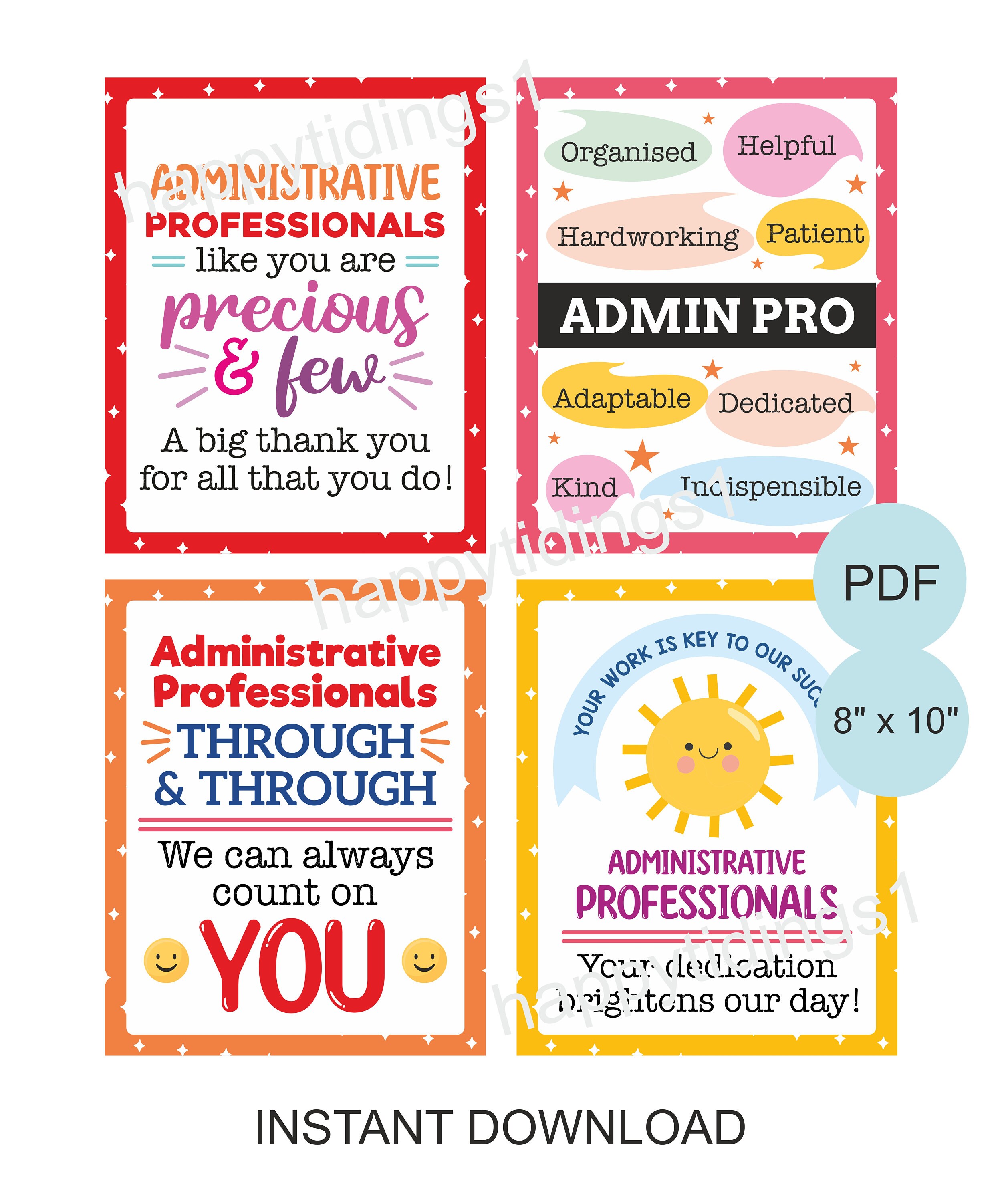Administrative Professionals Day Signs Set of 9 Printable / Admins Day ...