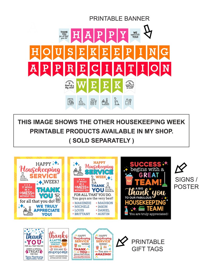 Housekeeping Appreciation Week Tag Printable / Housekeeping Week Gifts ...