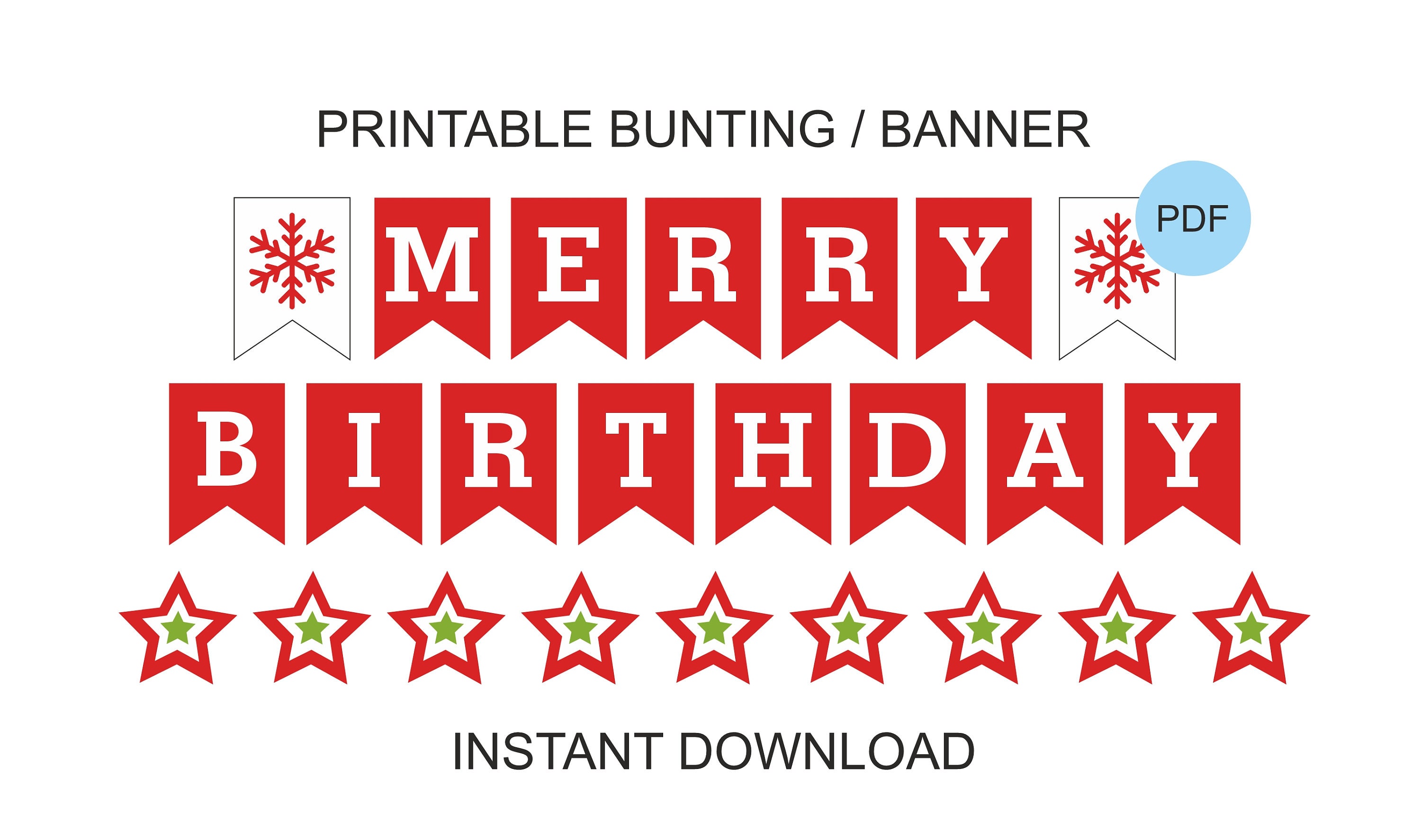 Merry Birthday Banner Printable / Christmas Birthday Banner Printable ...