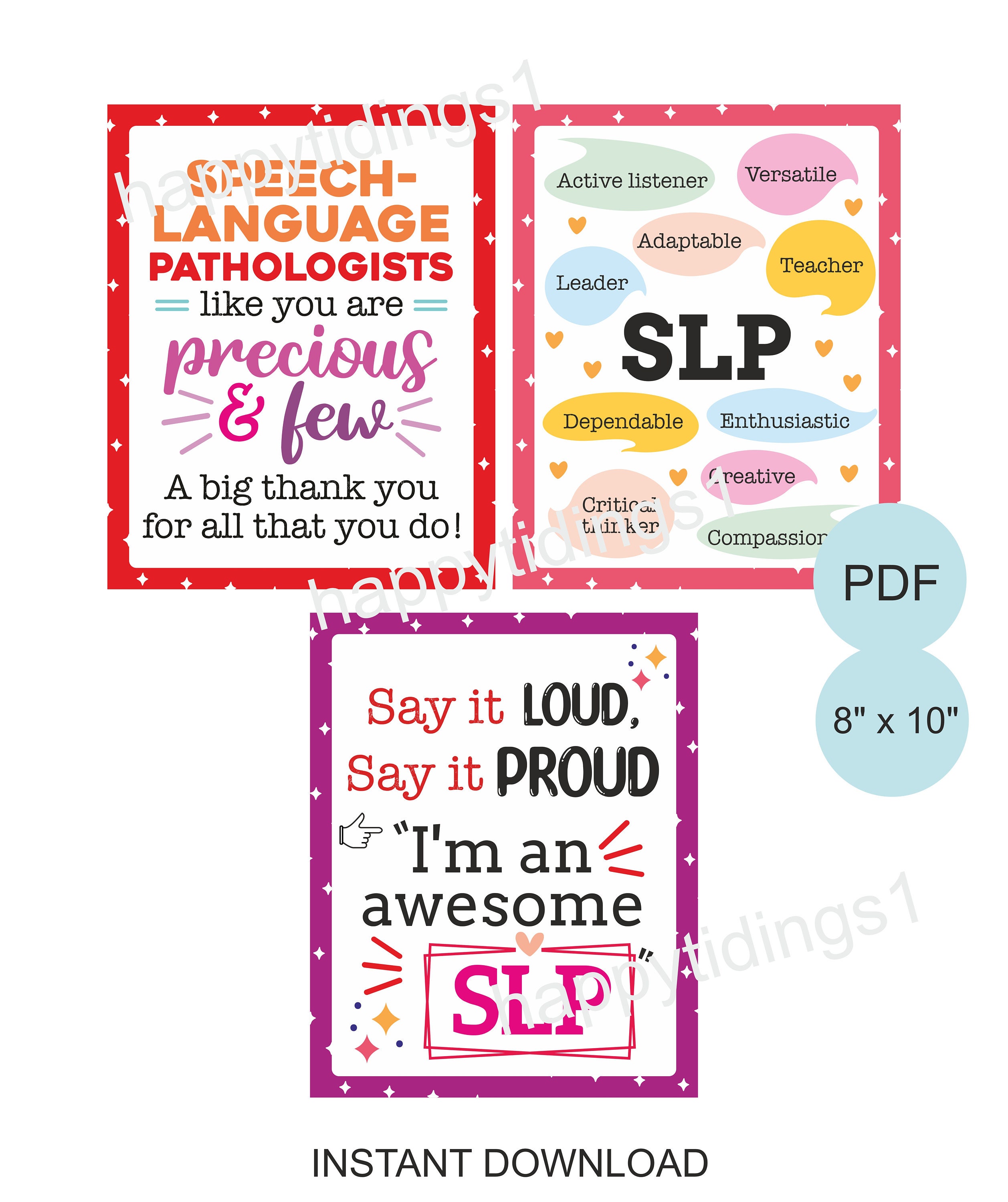 SLP Day Poster Set of 7 Printable / SLP Day Sign / SLP Appreciation ...