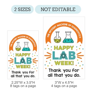 Lab Week Gift Tags Printable / Lab Week Tags / Lab Week Tag / Lab Week ...