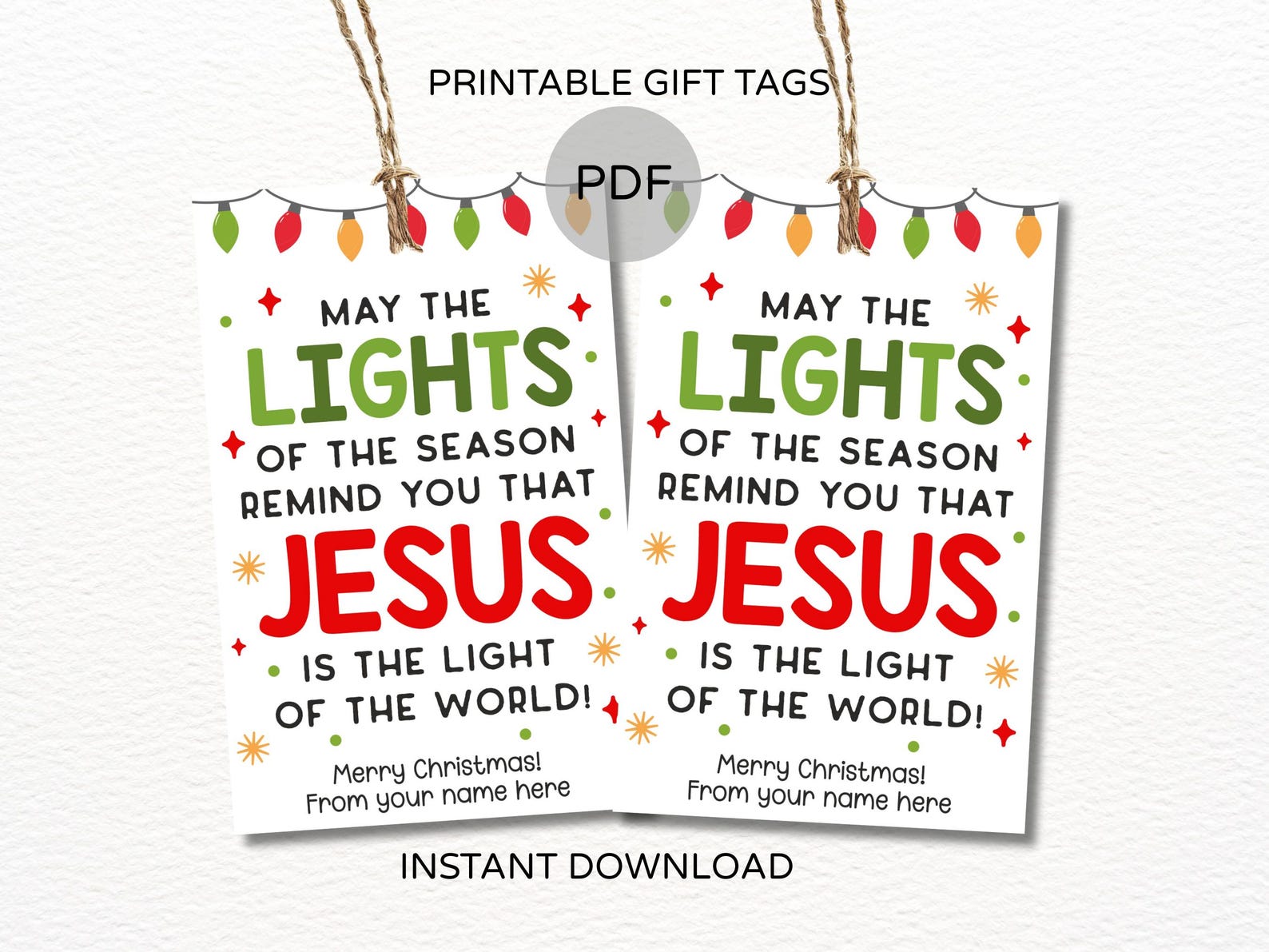 Jesus is the Light of the World Printable Tags / LDS Christmas Gift Tag ...