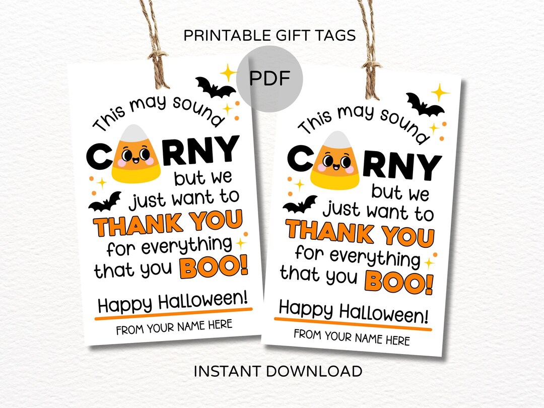 Halloween Candy Corn Tag Printable / Halloween Thank You Tag / Thanks ...