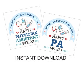 Physician Assistant Appreciation Printable Gift Tags - Etsy