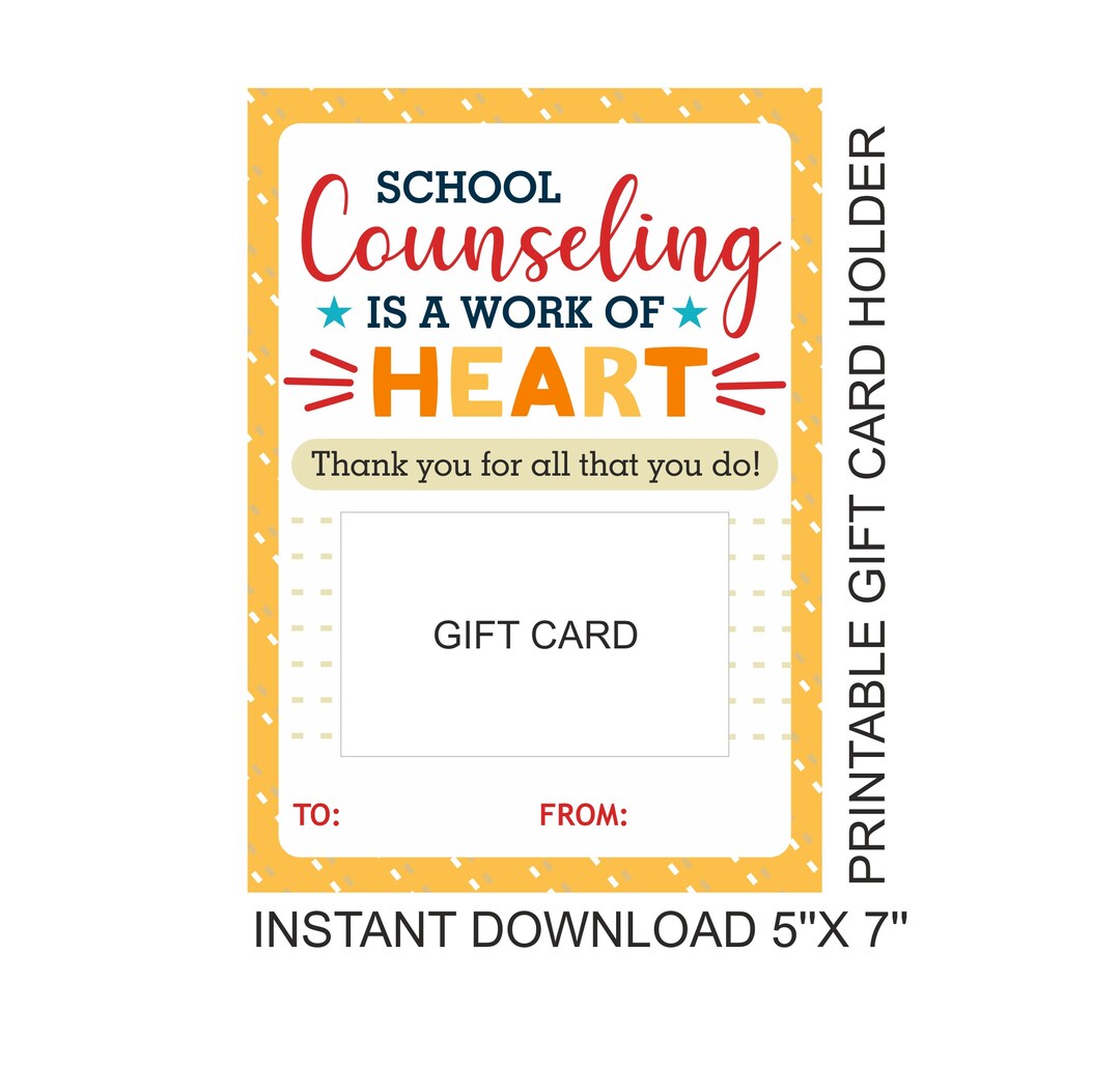 School Counseling Week Gift Card Holder Printable / School - Etsy