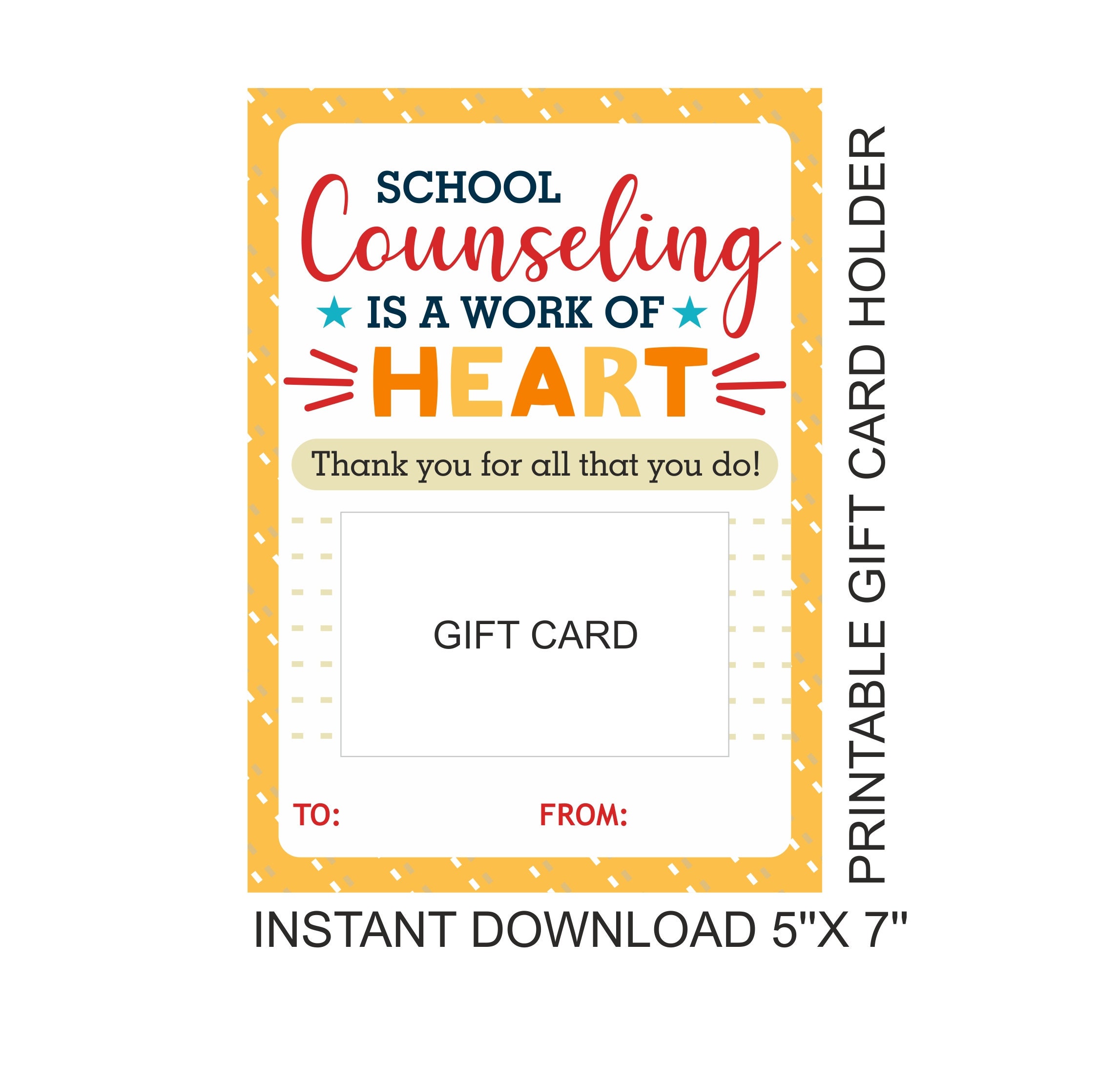 School Counseling Week Gift Card Holder Printable / School Counseling ...