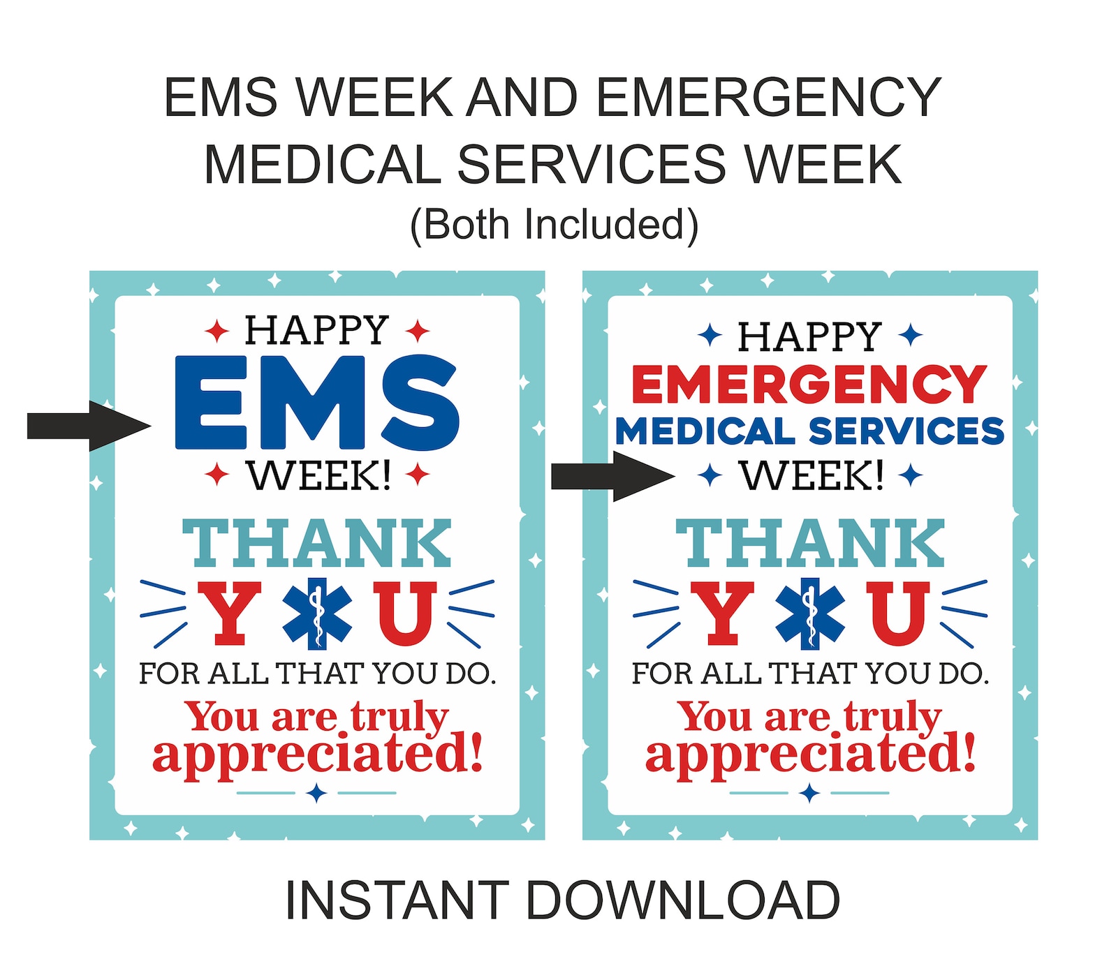 EMS Week Sign Set of 9 Printable / Emergency Medical Services Week ...