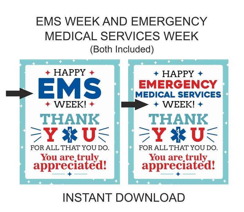EMS Week Sign Set of 9 Printable / Emergency Medical Services Week ...