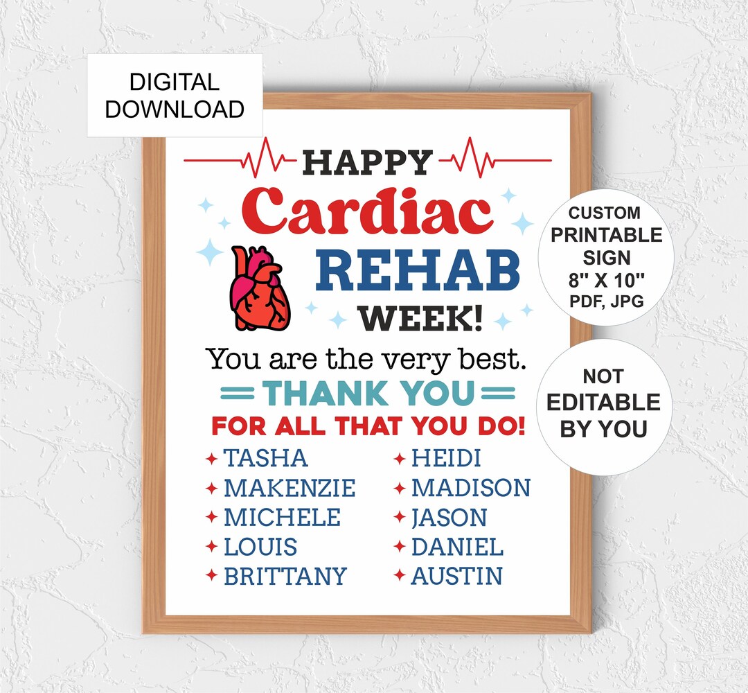 Personalised Cardiac Rehab Week Sign Printable / Personalised Cardiac ...