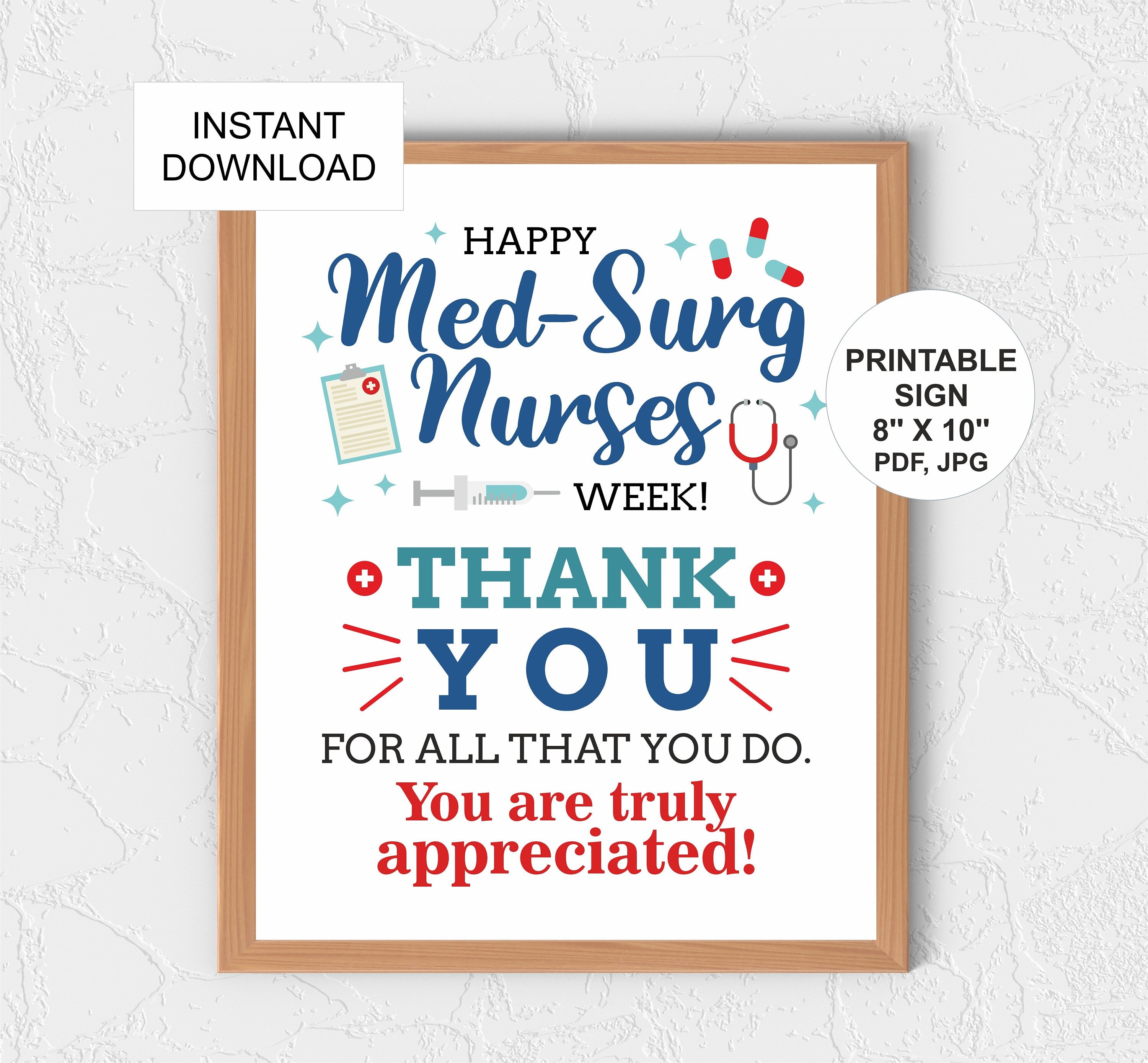 Med-surg Nurses Week Poster Printable / Med Surg Nurse Week Sign ...