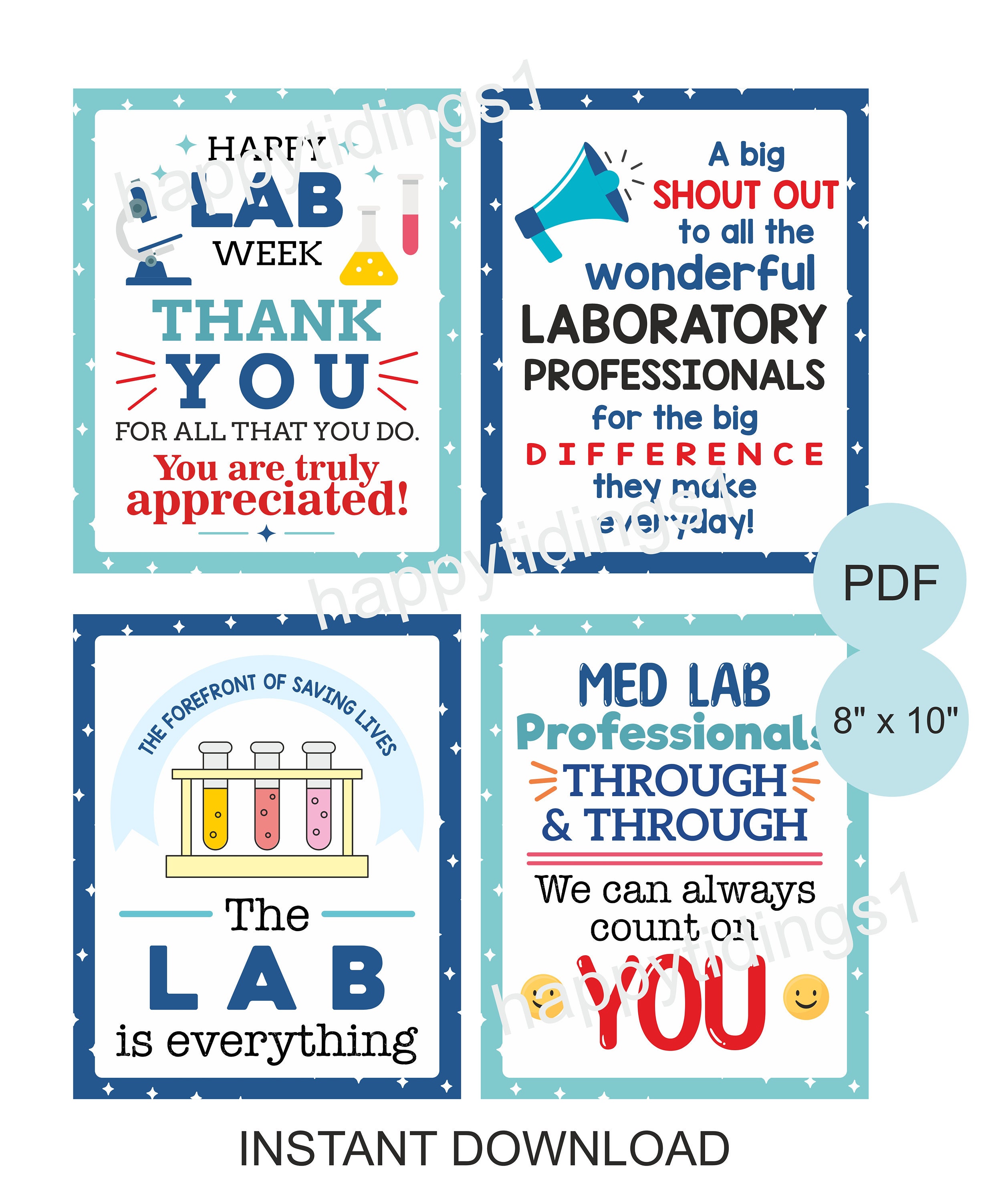 Lab Week Signs Set of 9 Printable / Medical Laboratory Professionals ...